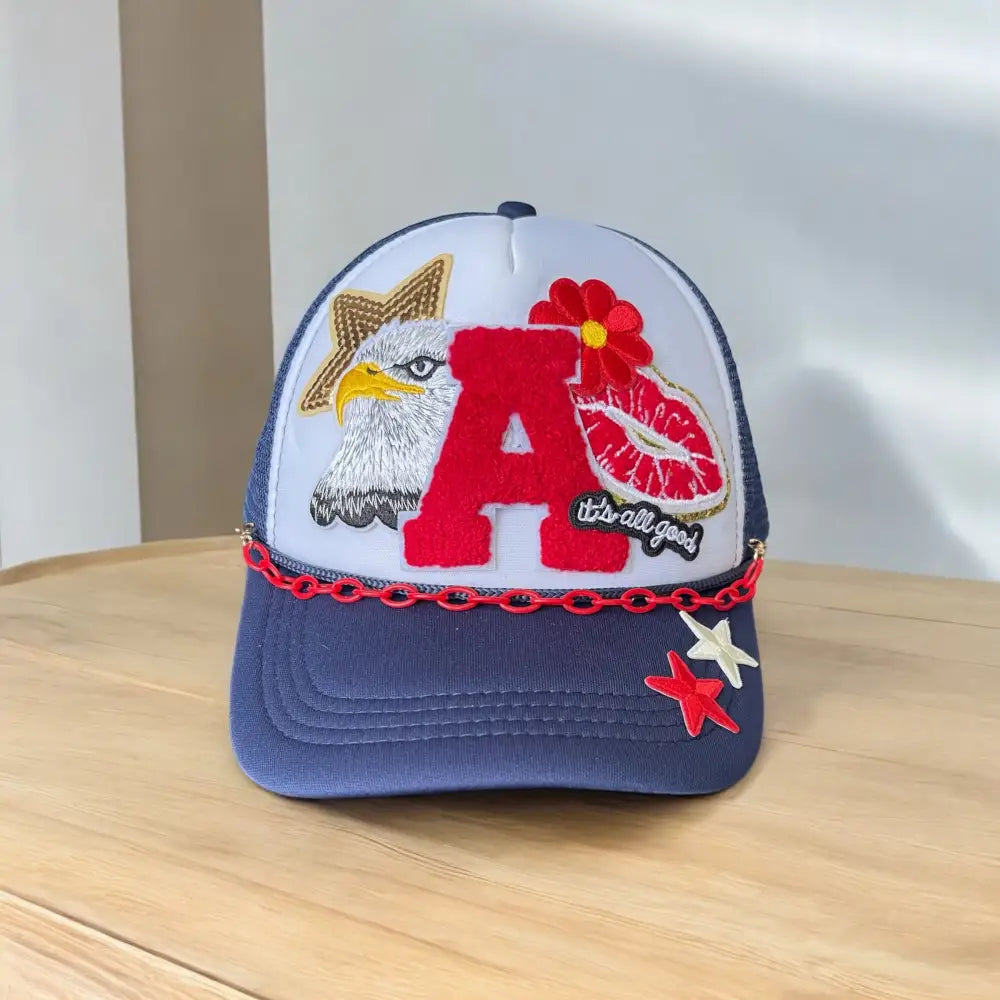 Allen Eagle Trucker Hat with Patches & Chain - All – danirou